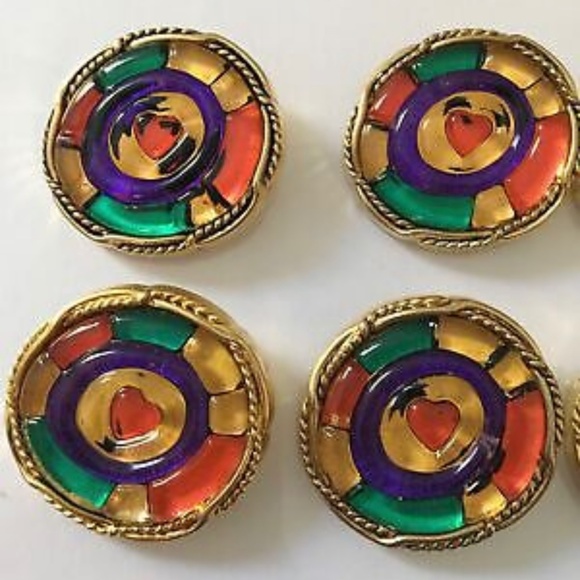 buttons | Jewelry | Lot Of Vintage Oval Gold Multi Color Hard Plastic ...